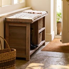 Aldsworth Storage Bench | Grey Stain | Spruce Wood |110cm | Where Saints Go