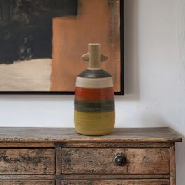Asha terracotta Vase Stone Effect Trible Detail Tall Vase 34.5cm ...