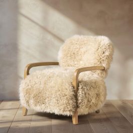 Eskimo Cabana Yeti Accent Chair | Real Sheepskin Natural | Solid Oak ...