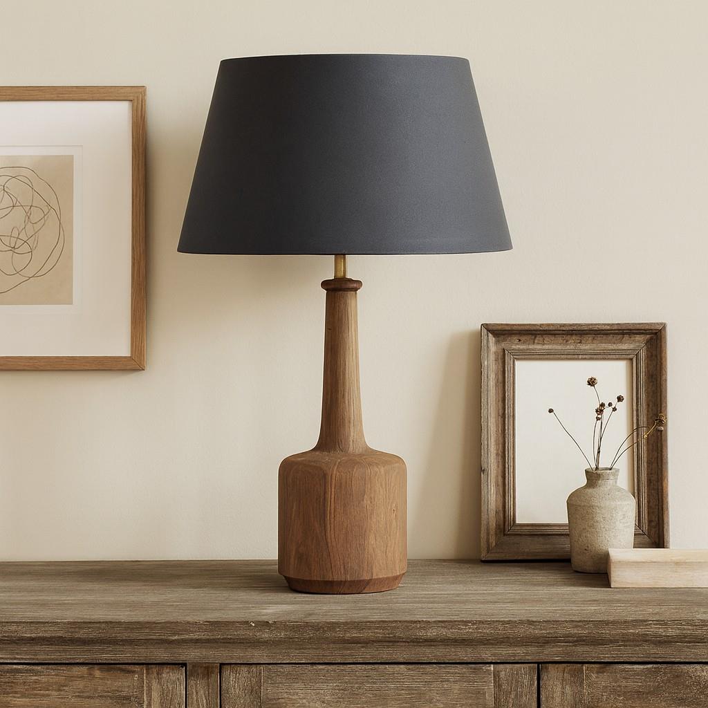 Logan Table Lamp | Grey Light Shade | Pari Wooden Base | 78cm | Where ...