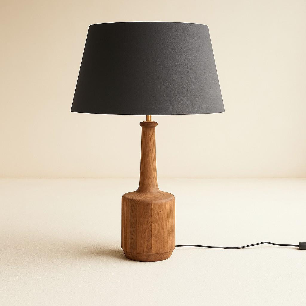 Logan Table Lamp | Grey Light Shade | Pari Wooden Base | 78cm | Where ...